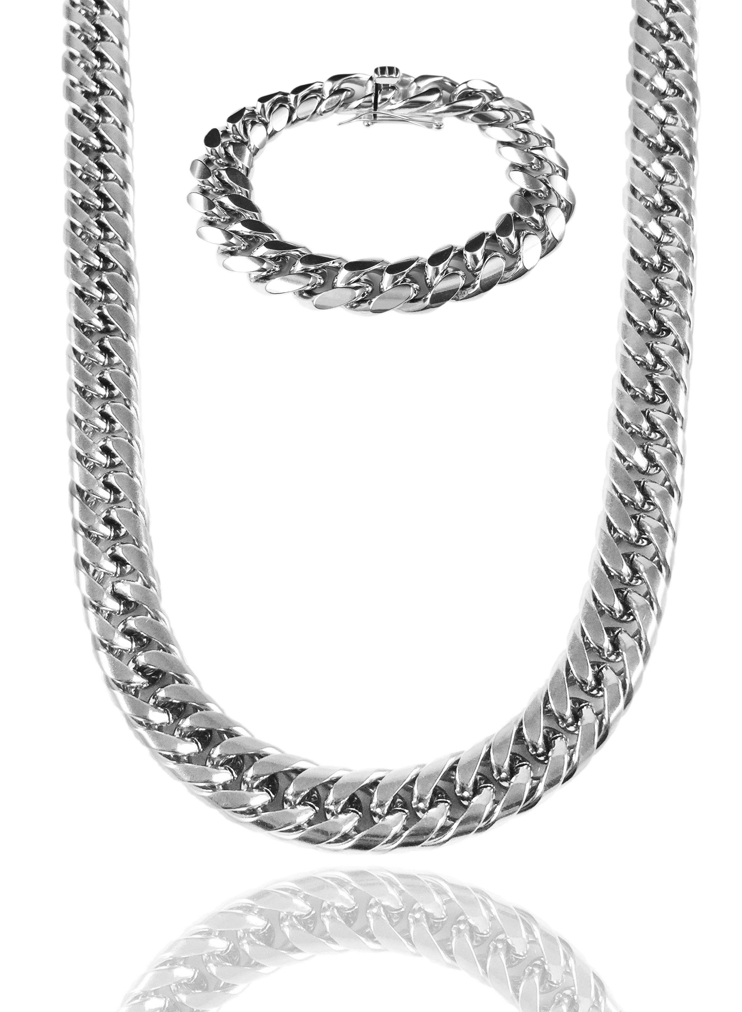 Cuban Link Set x White Gold – Havens - The Collection
