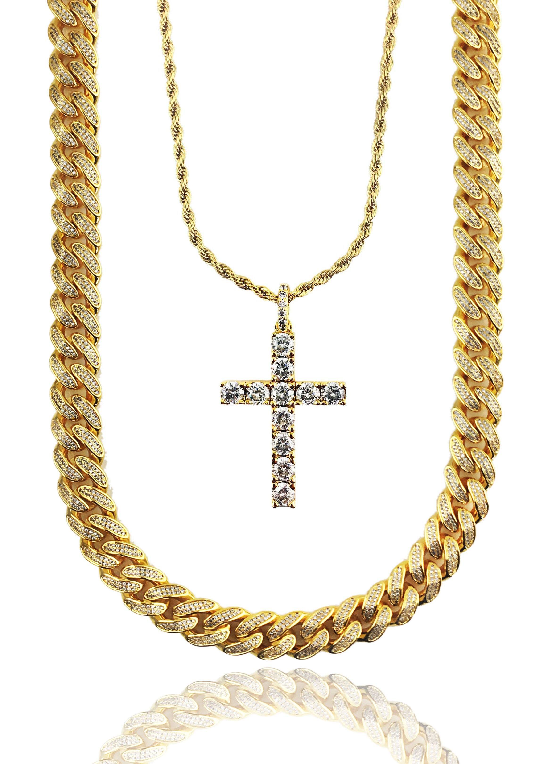 Diamond Cuban Link & Cross Set | Gold – Havens - The Collection